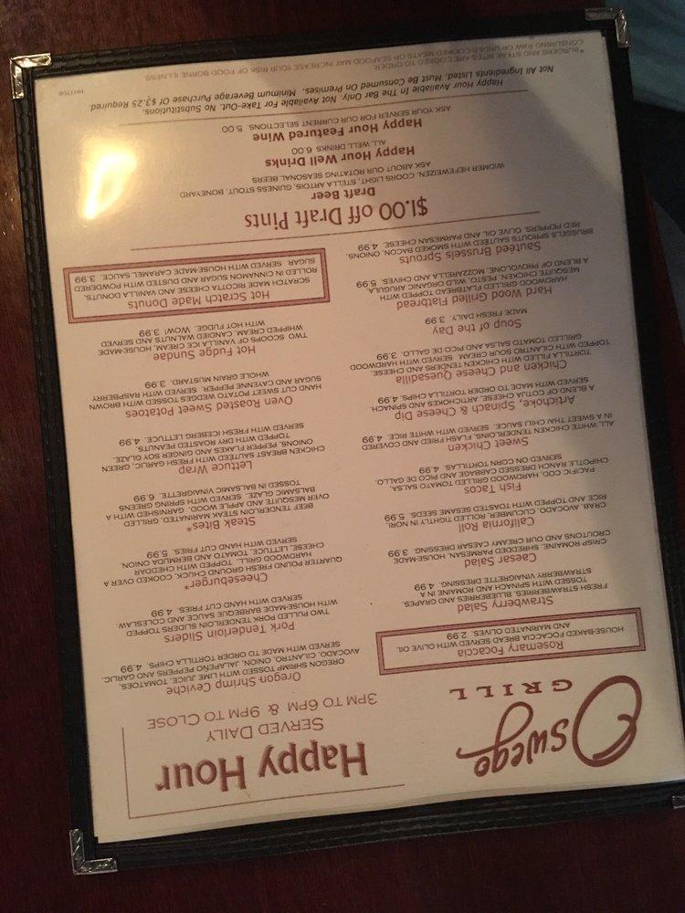 Menu at Oswego Grill- Lake Oswego pub & bar, Lake Oswego