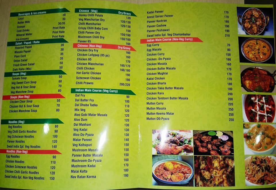 Menu at Swad India, Family A/C Veg & Non- Veg Restaurant, Anna Creek