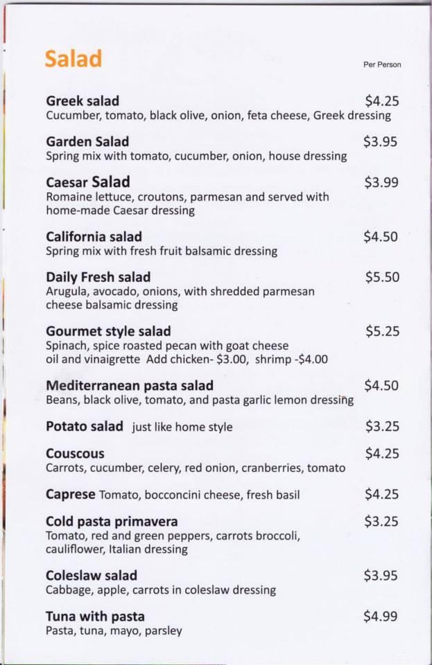 Menu at Daily Fresh Grill & Café, Markham, 14th Ave