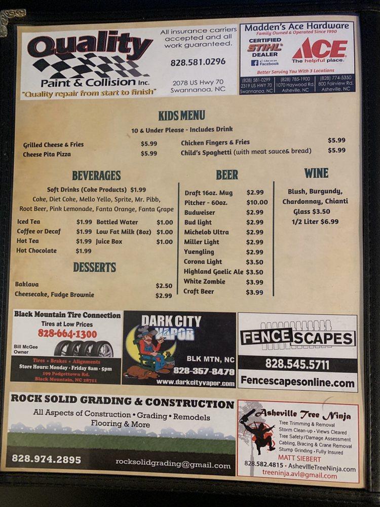 Menu at Athens Pizza pizzeria, Swannanoa