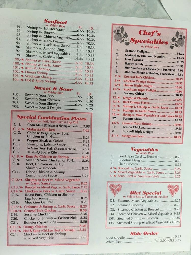Menu at China One restaurant, DuBois