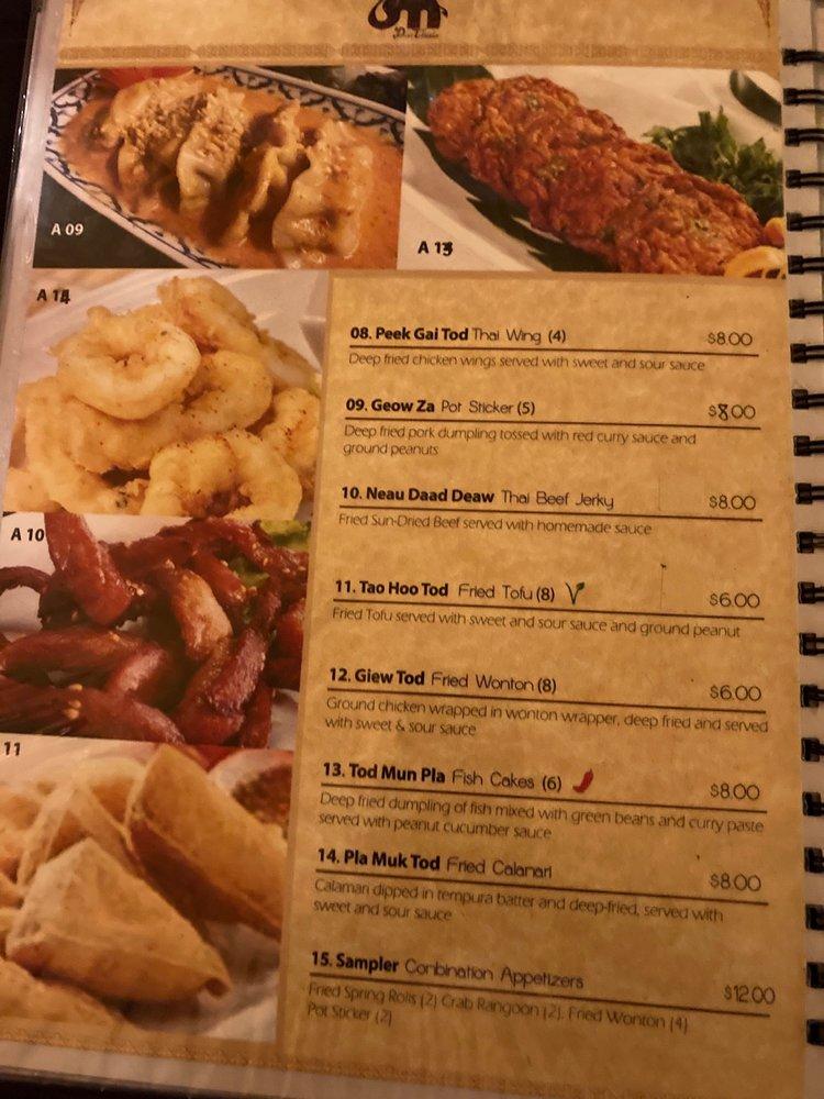 Menu at Dusit Thai Cuisine restaurant, Newport