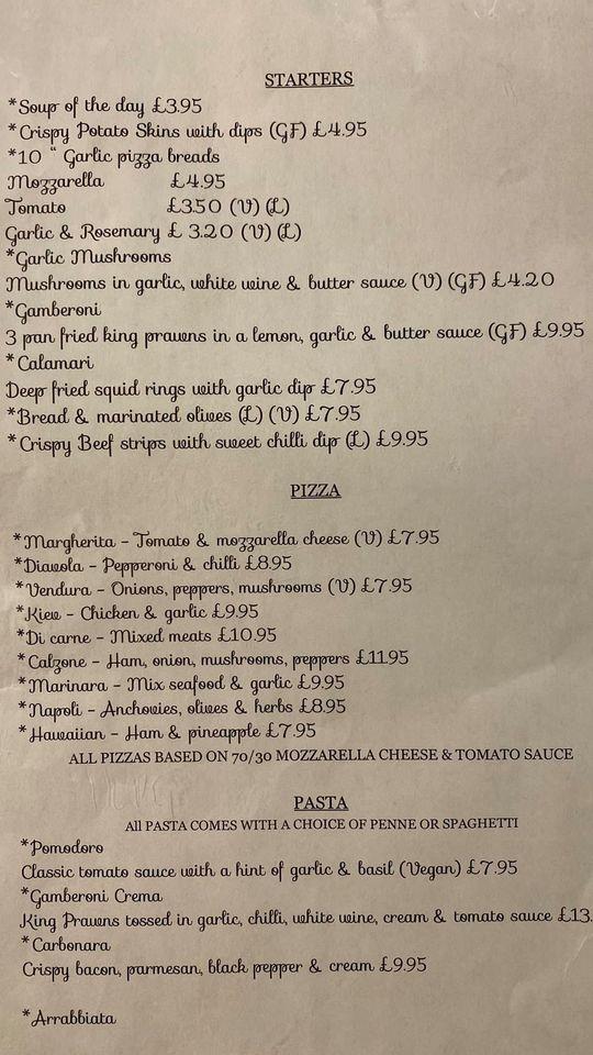 Menu at Blue Bell restaurant, Embleton, W.T.Stead Rd