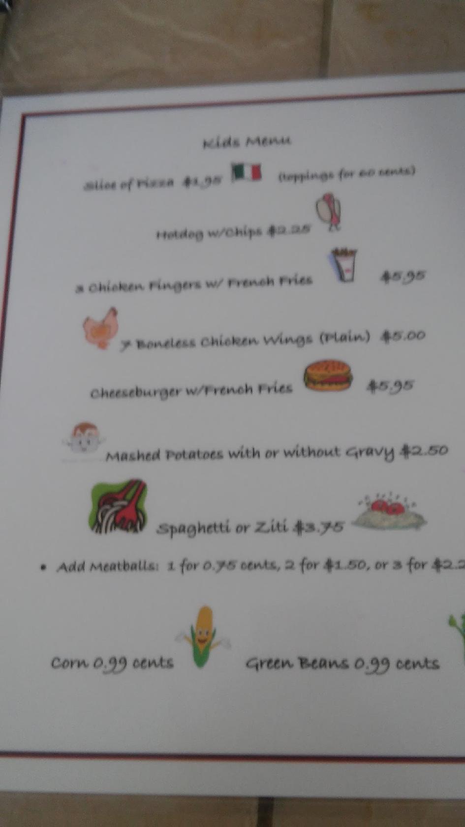 Menu at Scotto's Pizza pizzeria, Glasgow