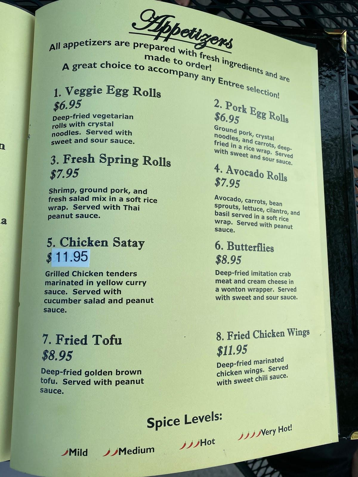 Menu at Suchada's Thai Cuisine LLC restaurant, Moscow