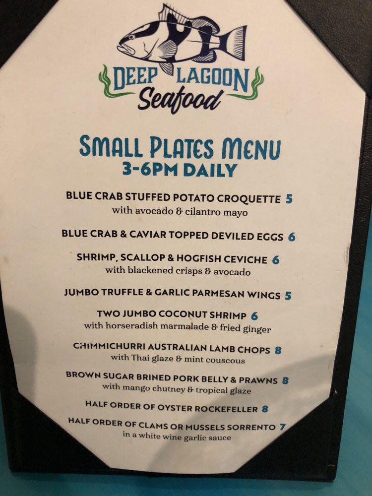 Menu at Deep Lagoon restaurant, Naples, Tamiami Trail N