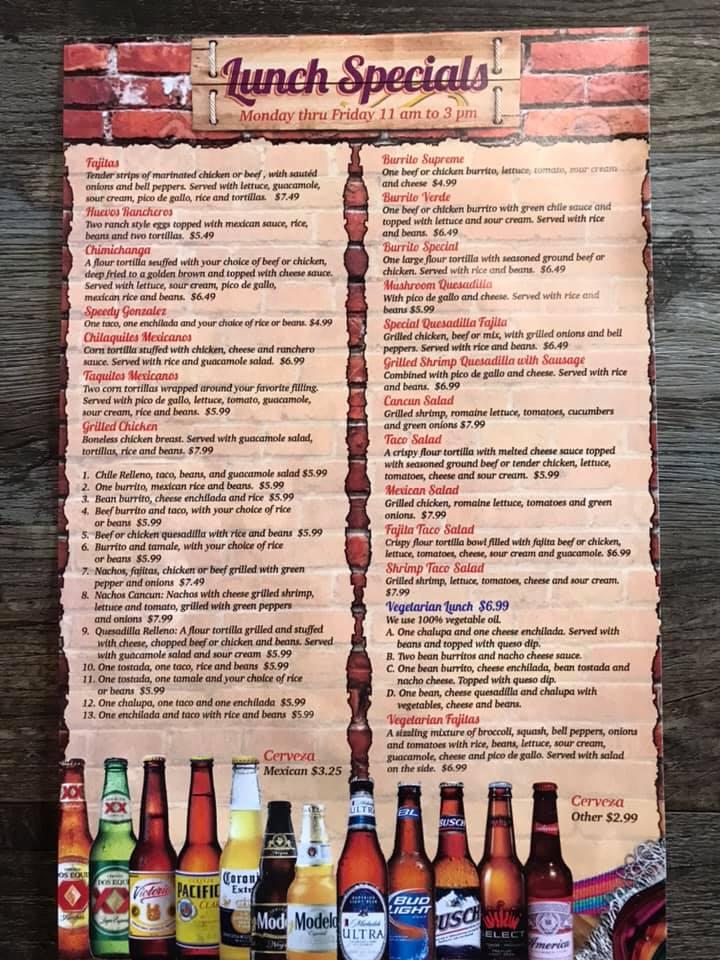 Menu at El Lobo Rojo restaurant, De Soto