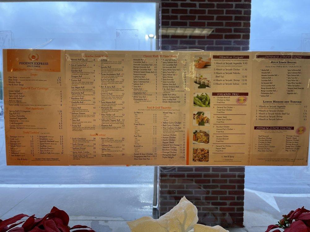 Menu at Phoenix-Express restaurant, Stow