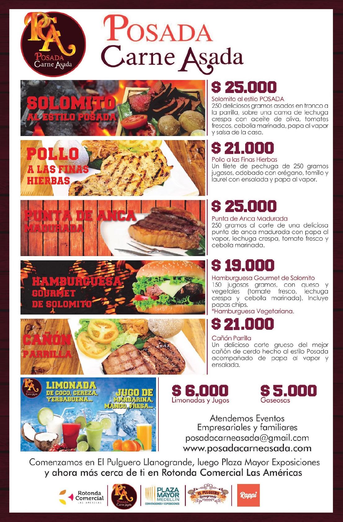 Menu at Posada Carne Asada, (Rotonda Comercial Las Américas) restaurant ...