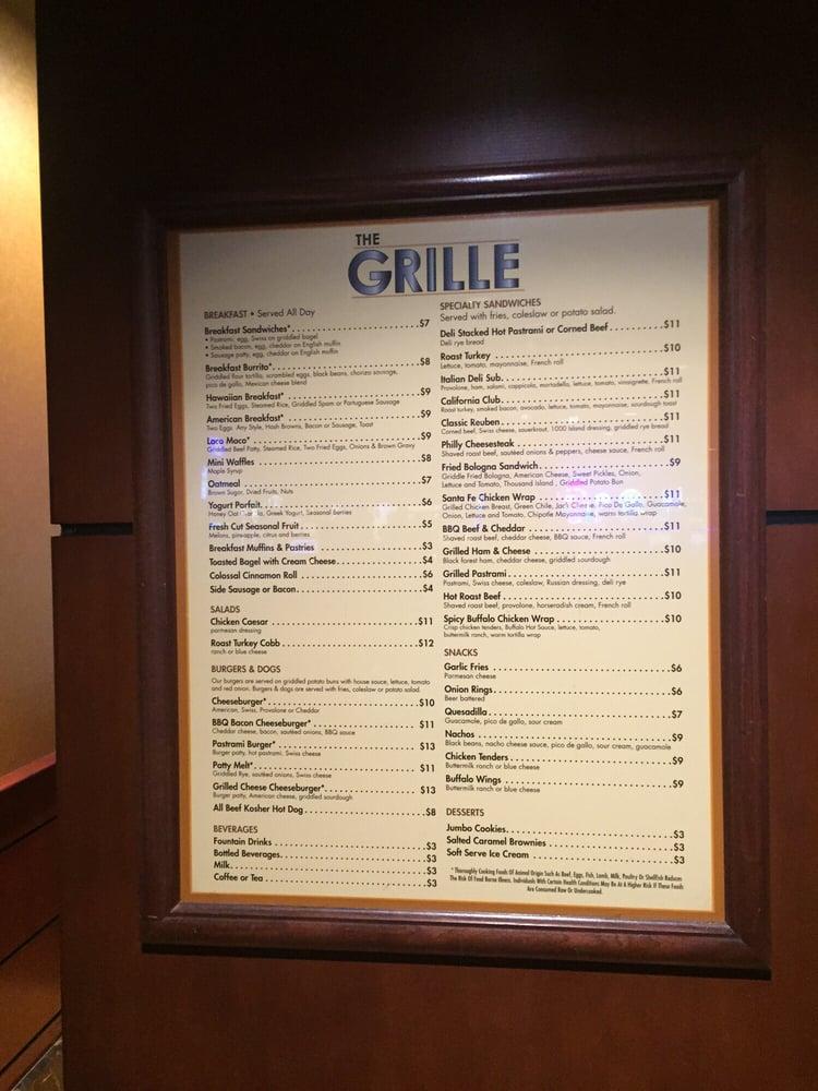 Menu at The Grille Inside The Golden Nugget, Las Vegas