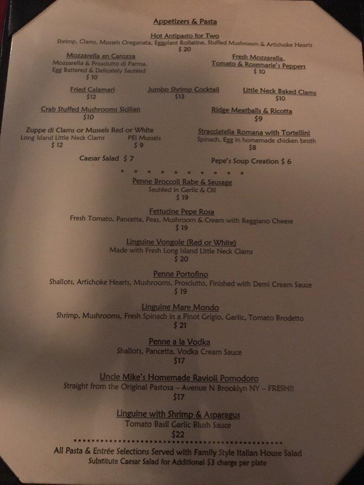 Menu at The Ridge Restaurant, Hawley