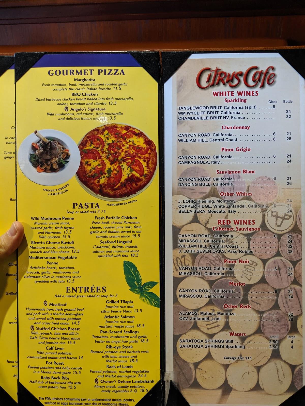 Menu at Citrus Cafe, Tustin