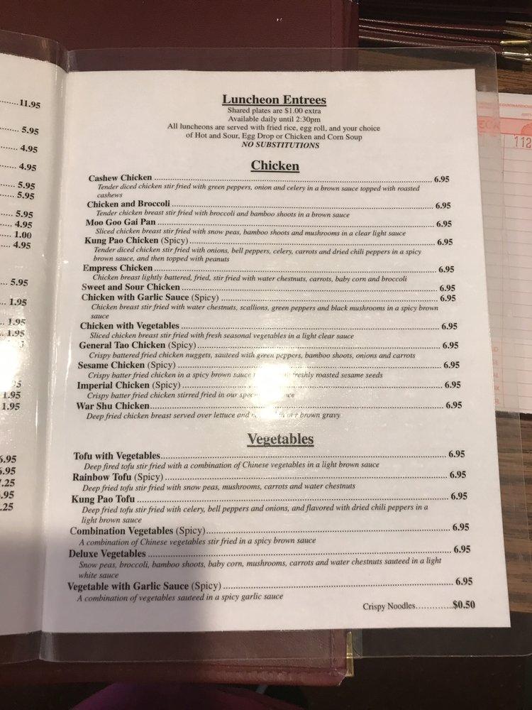 Menu at Empress of China restaurant, Madison