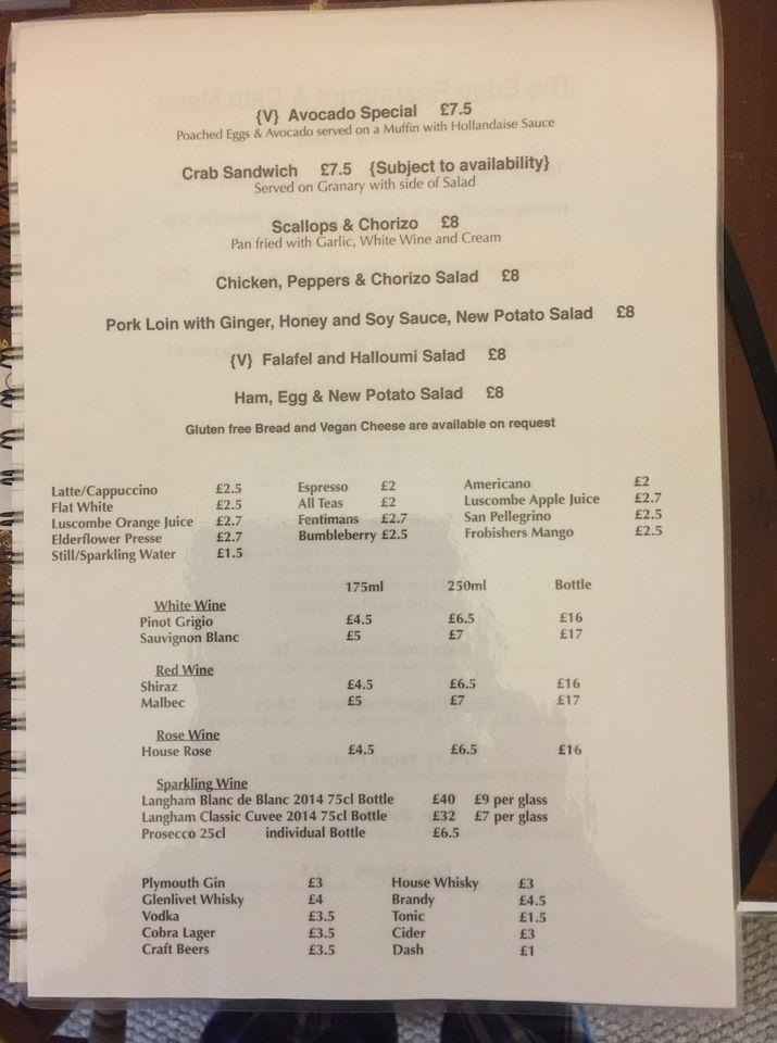 Menu at Edge Restaurant, Weymouth