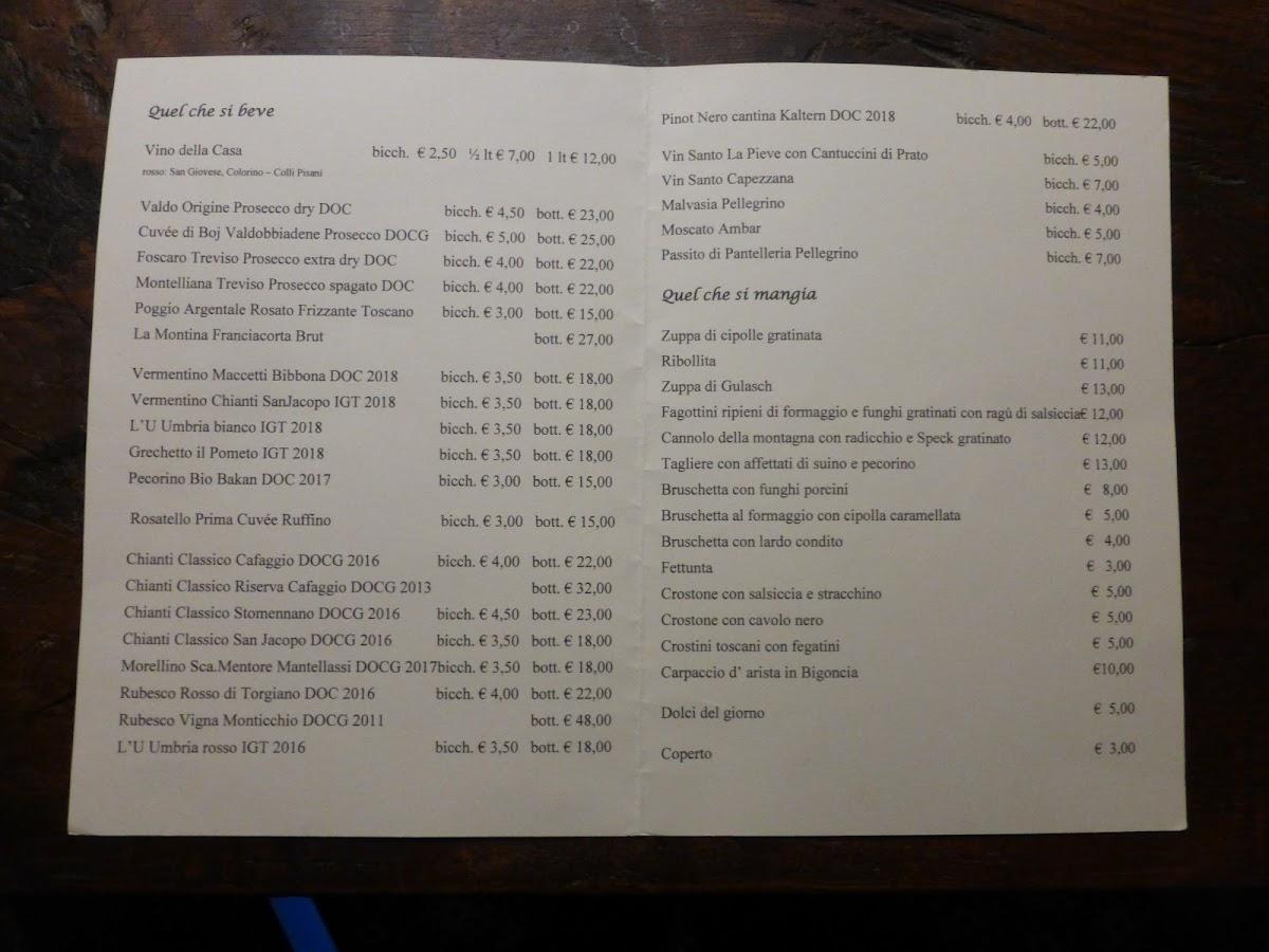 Menu da Mescita Ripa dell'Oste Wine Bar & Restaurant, Cutigliano
