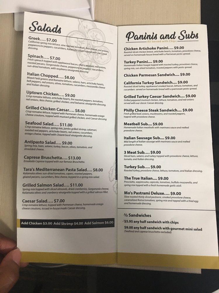 Menu at Mo's Italia Express restaurant, Cedar Hill