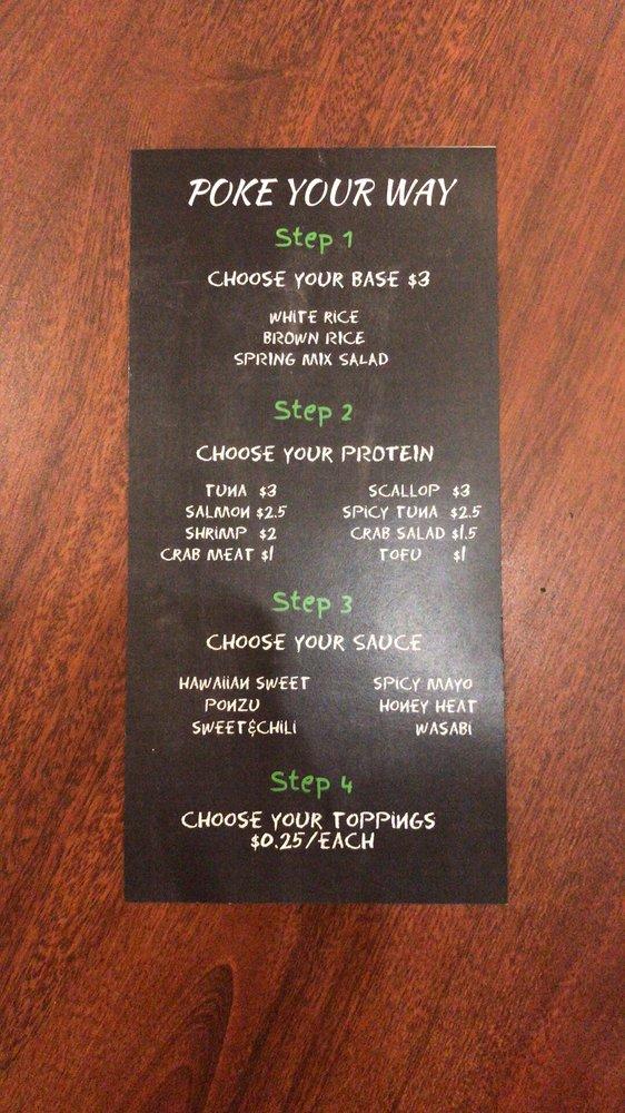Menu at POKE LAB CHAMPAIGN restaurant, Champaign