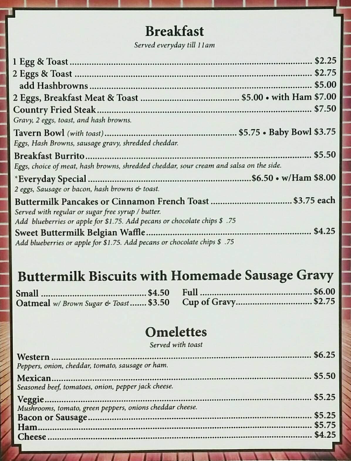 Menu at Home Tavern pub & bar, Logan