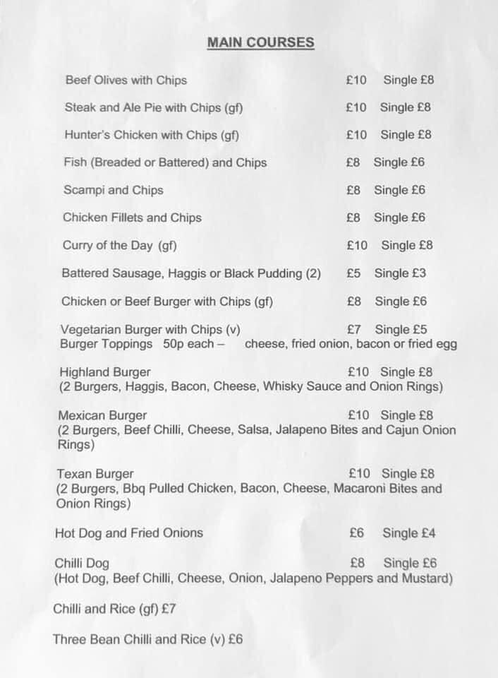 Menu at Aberdeen Arms pub & bar, Tarves