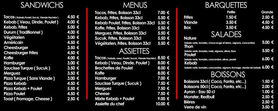 Menu at BRO'S restaurant, Forbach