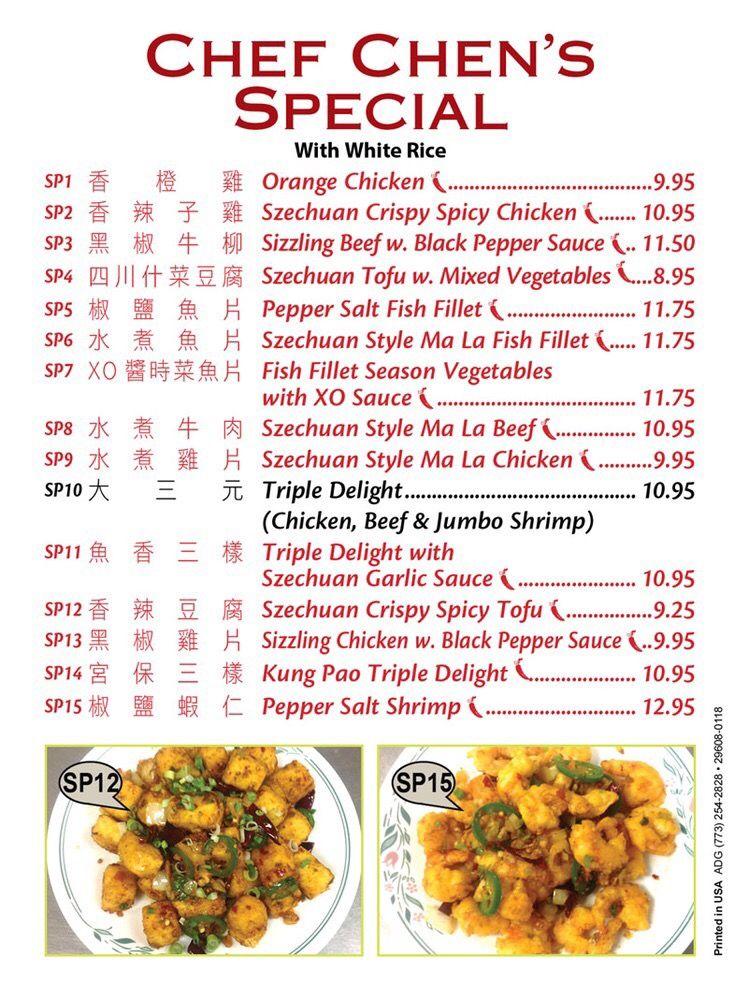 Menu at Chef Chen's restaurant, De Pere, 598 Redbird Cir