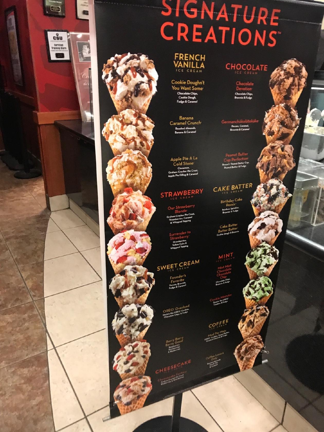 Menu at Cold Stone Creamery, Appleton, E Calumet St Ste D
