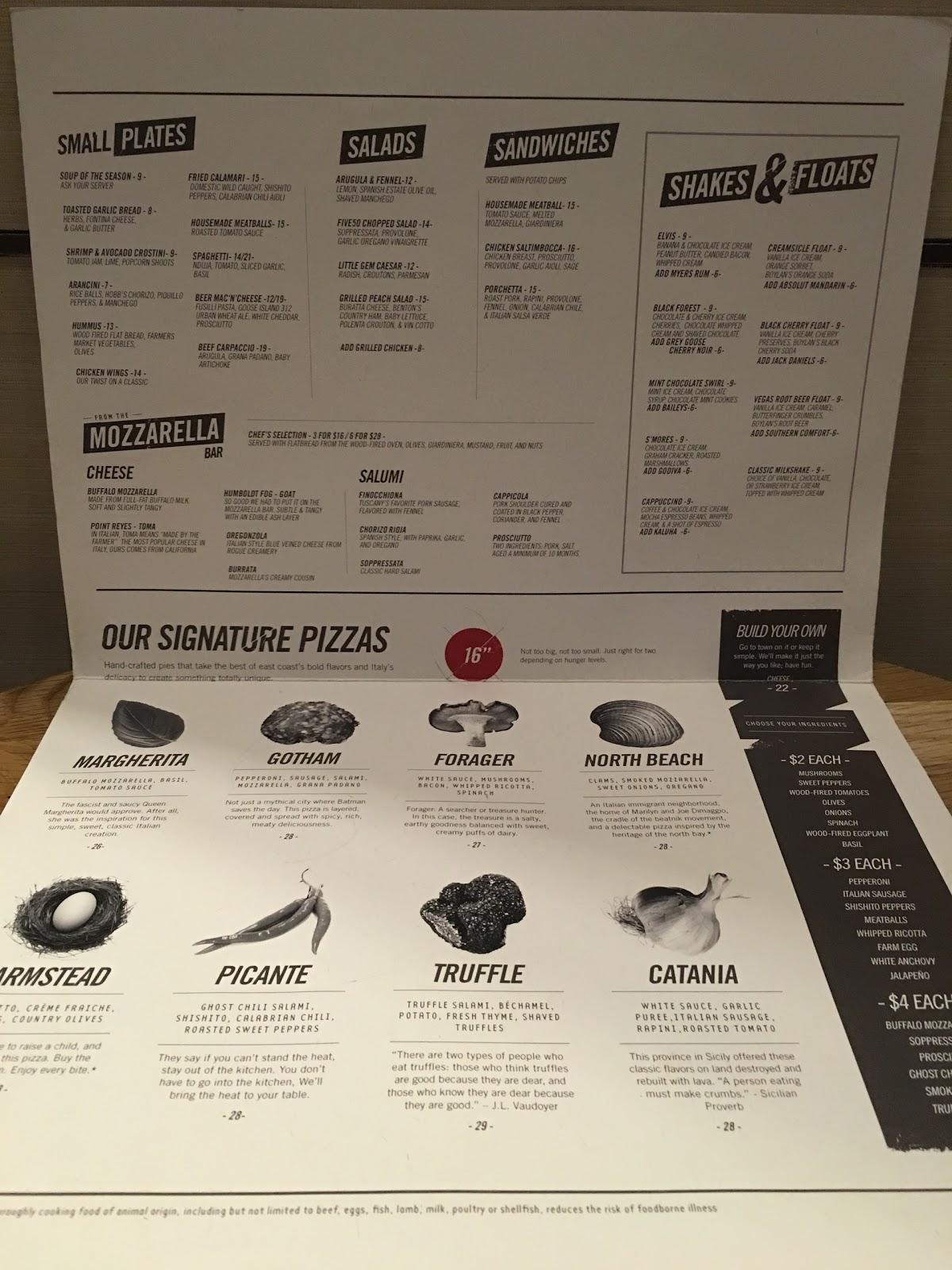 Menu at Moneyline Pizza & Bar, Las Vegas