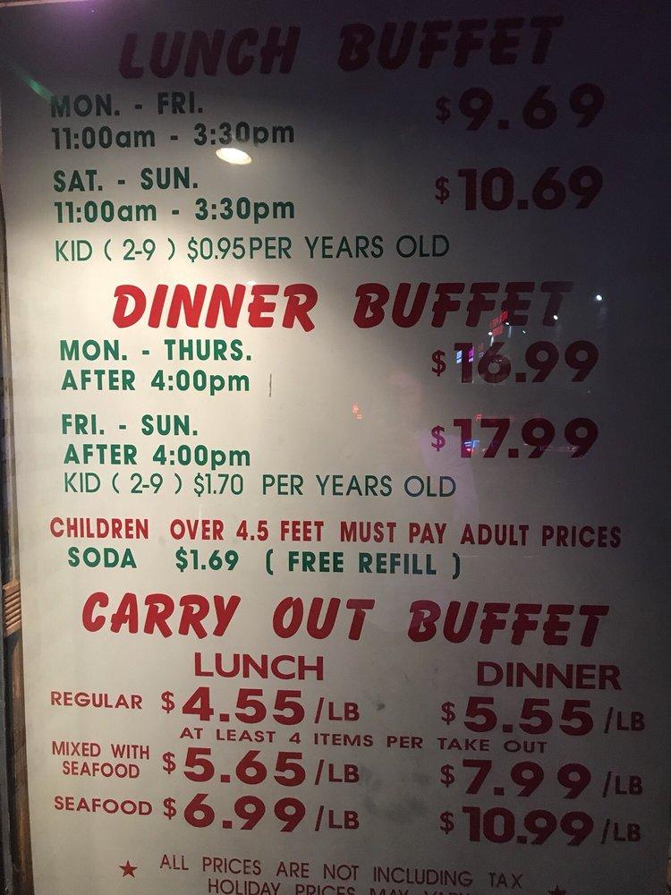 Menu at New Grand Buffet restaurant, New York City, 48th St