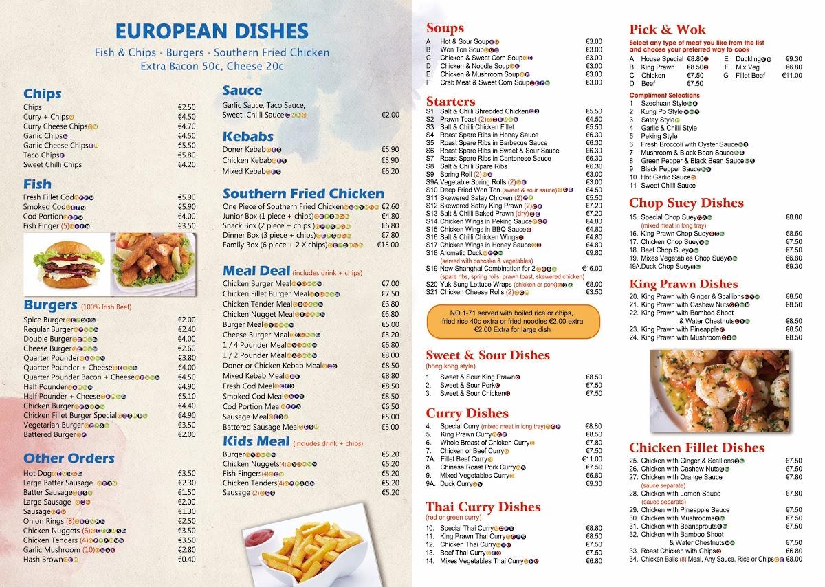Menu at New Shanghai Chinese Takeaway, Kinsealy