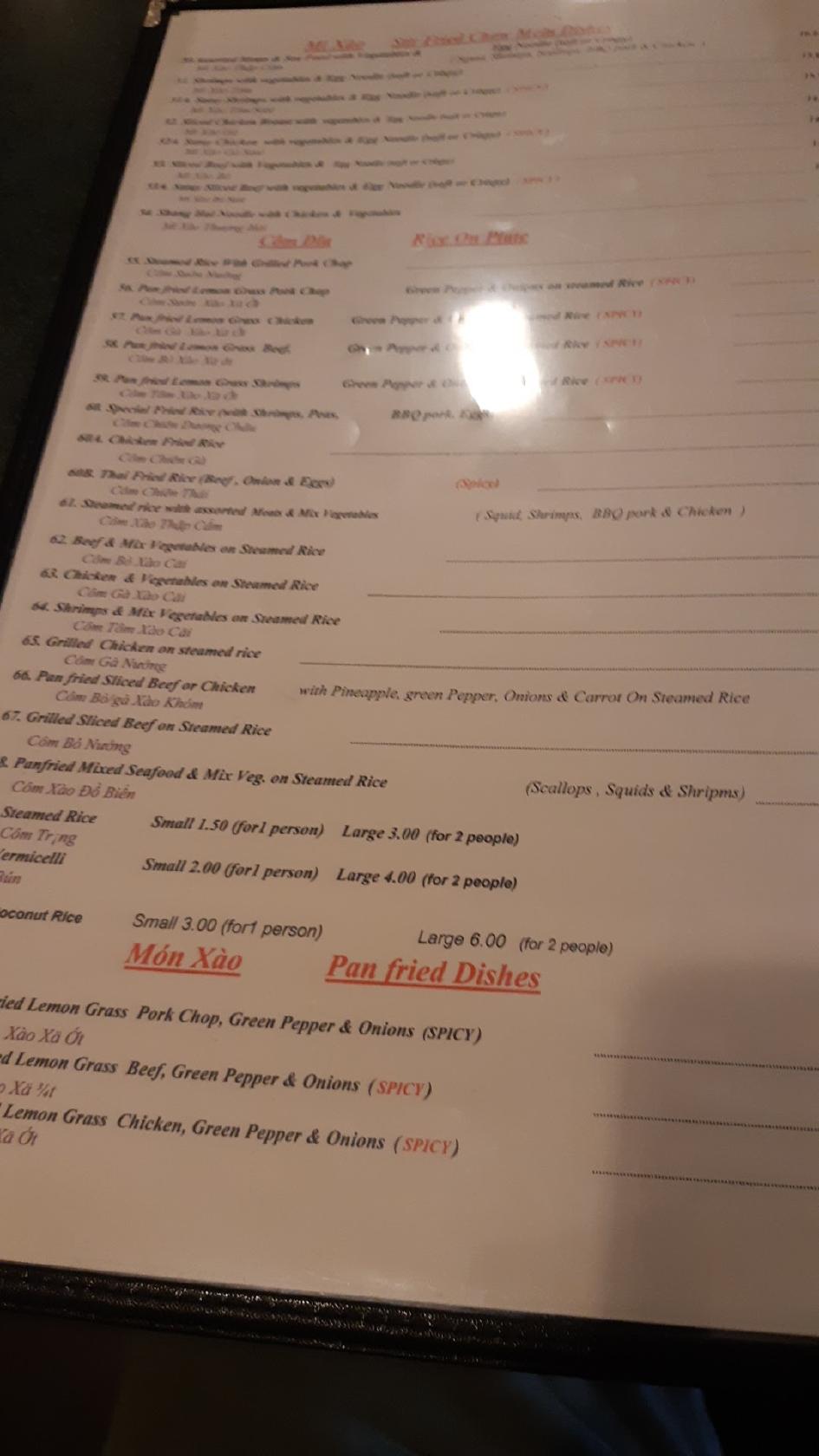 Menu at Saigon Cuisine restaurant, Sherwood Park, 221 Chippewa Rd