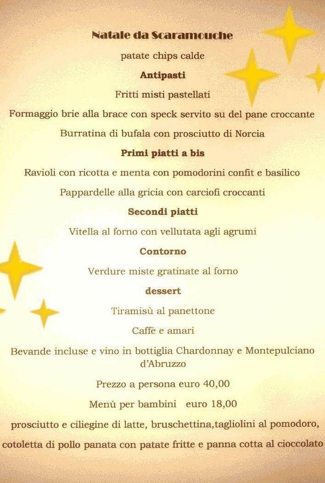 Menu da Scaramouche ristorante, Roma