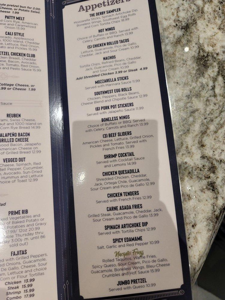 Menu at The Derby Room Perris pub & bar, Perris