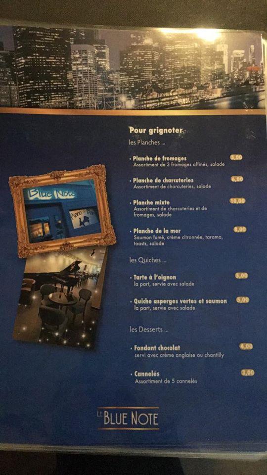 Menu at Blue Note pub & bar, Dreux