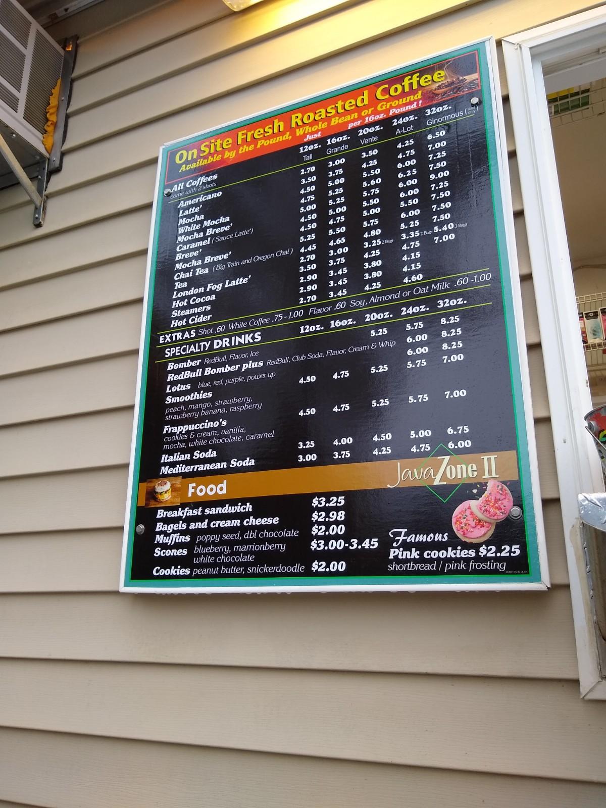 Menu at Javazone, Concrete
