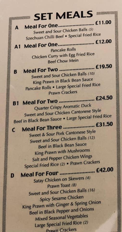Menu at Ship Inn Chinese Restaurant, Narborough, Main Rd