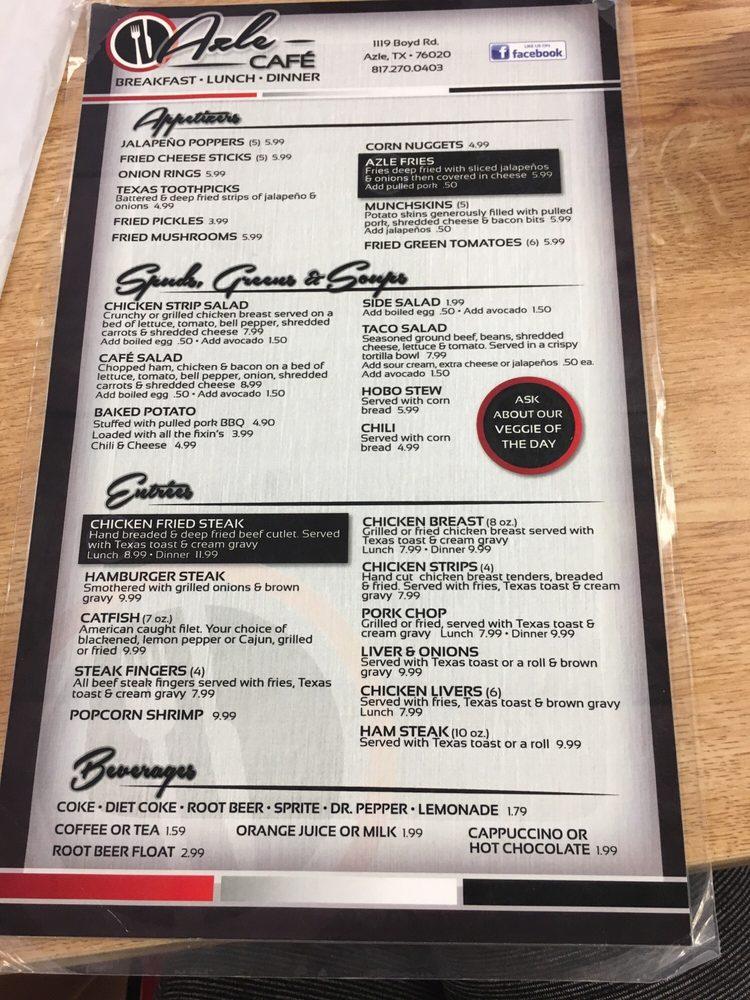 Menu at Azle Cafe, Azle