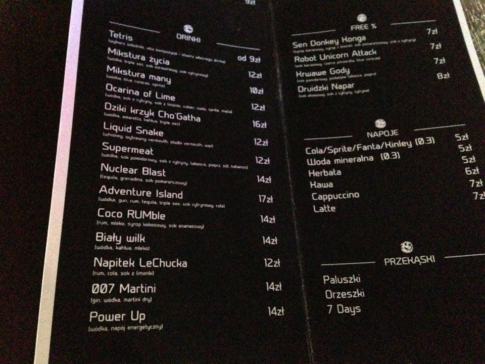 Menu at Cybermachina pub & bar, Katowice