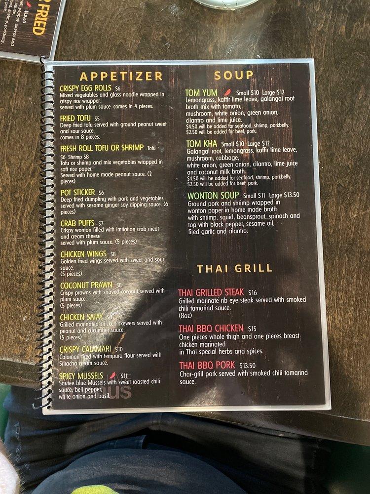 Menu at Delish Thai restaurant, Vancouver