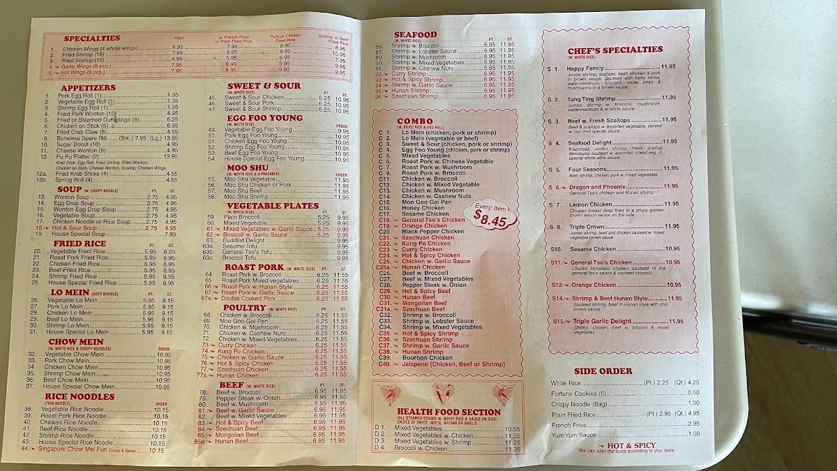 Menu at Great China restaurant, Dothan