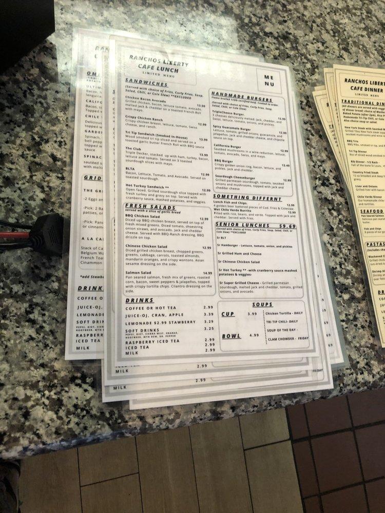 Menu at Rancho's Liberty Cafe, Bonadelle Ranchos-Madera Ranchos, Ave 12 ...