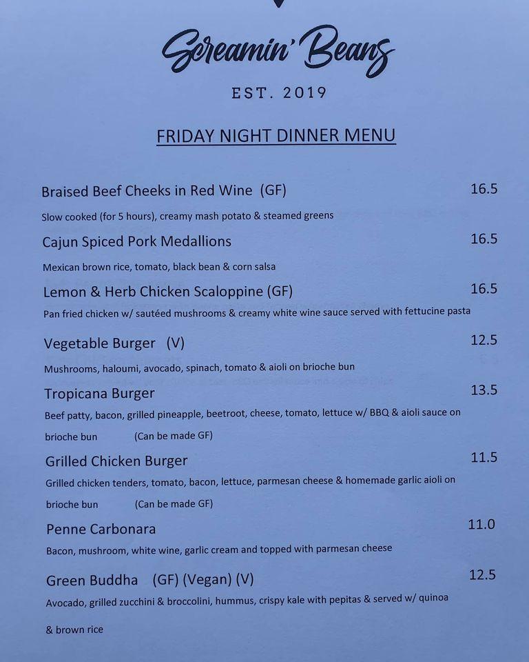 Menu at Screamin' Beans cafe, Springfield