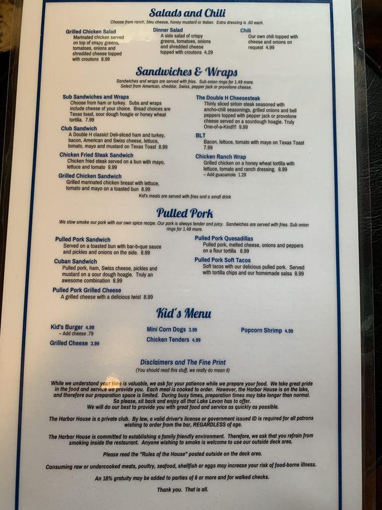 Menu at The Harbor House pub & bar, Wylie, St Paul Rd