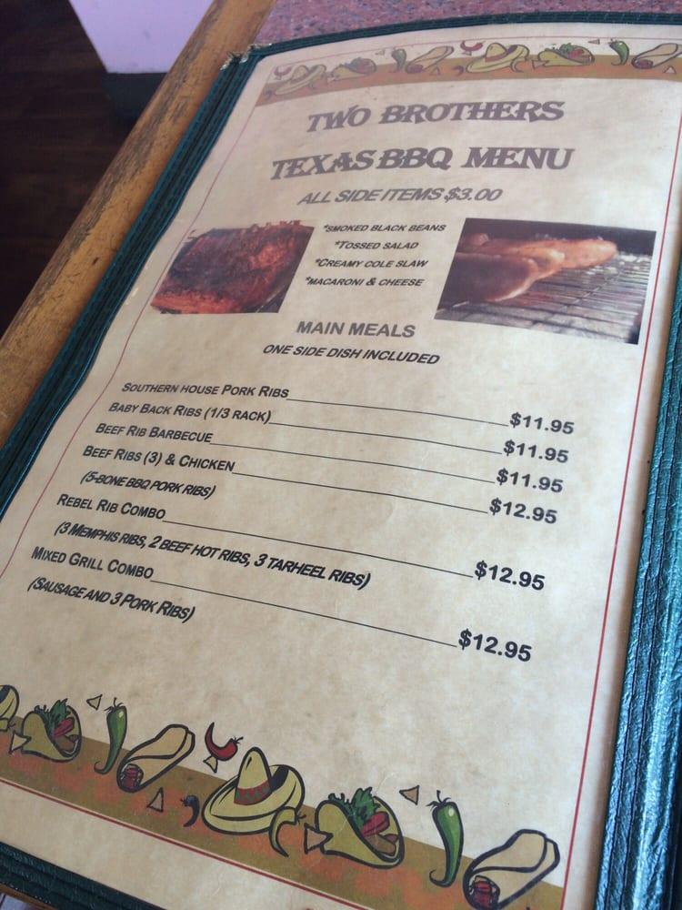 Menu at Two brothers BBQ, Sandy