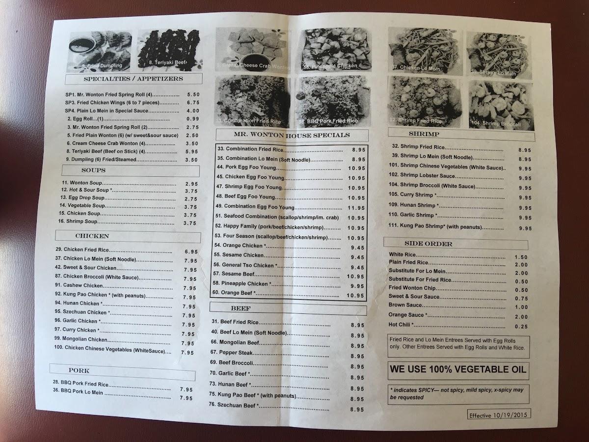 Menu at Mr Wonton Chinese Restaurant, Arlington, SE Green Oaks Blvd #182