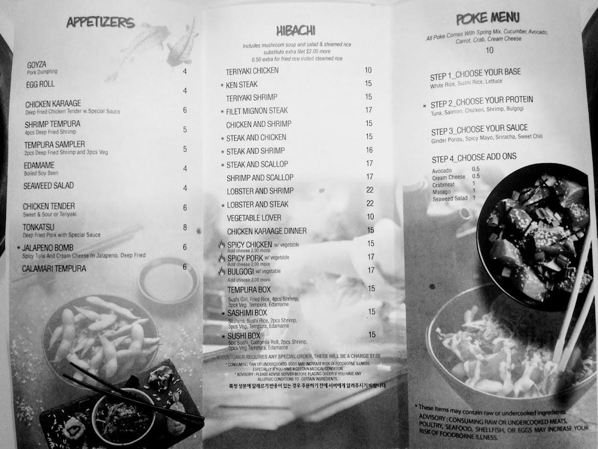 Menu at Sushi Ken restaurant, Newnan, Bullsboro Dr