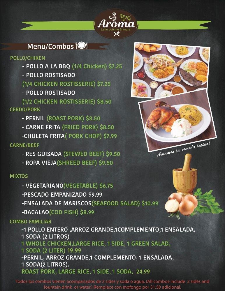 Menu at Aroma Latin Cuisine & More restaurant, Orlando, Landstar Blvd #110