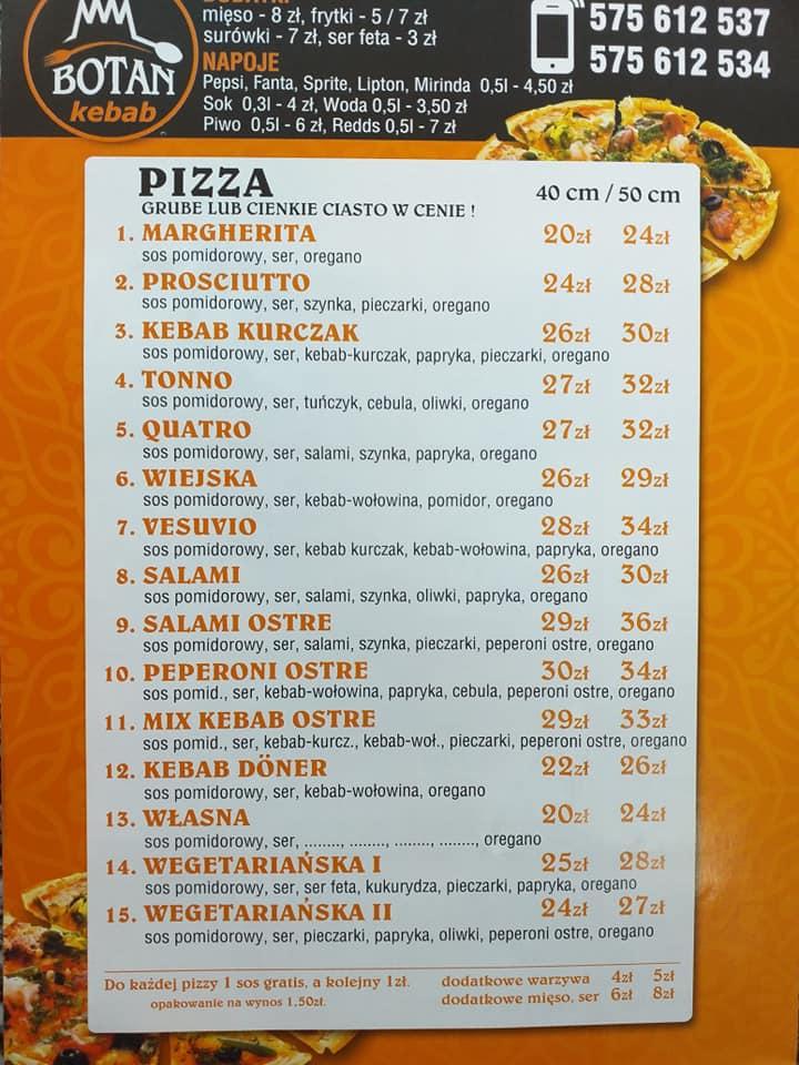 Menu at BOTAN KEBAB Złotoryja restaurant, Złotoryja