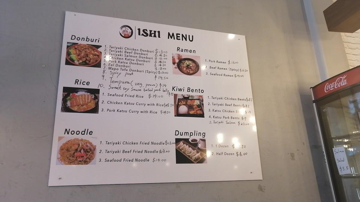 Menu at Ishi Japanese Restaurant, Te Awamutu