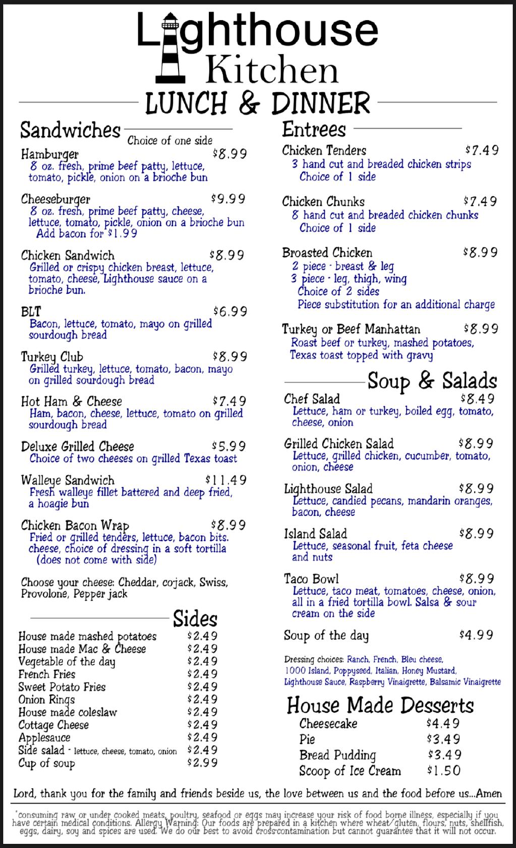 Menu at Lighthouse Kitchen restaurant, Rochester