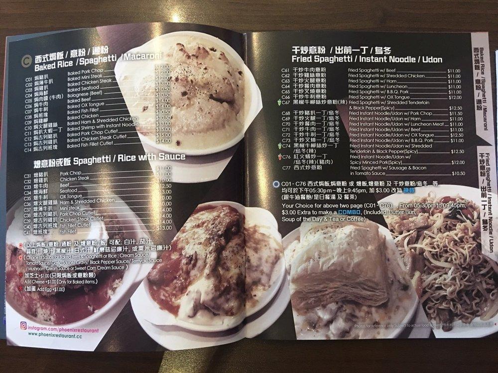 Menu at Phoenix Restaurant, Richmond Hill, Bayview Ave Unit C